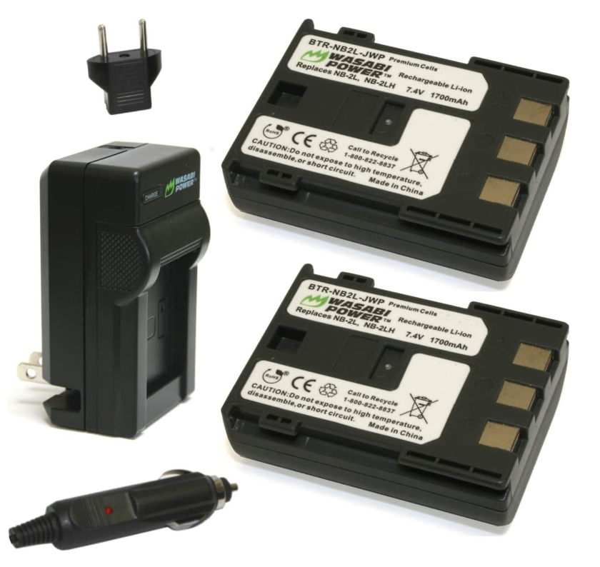 Canon NB-2L, NB-2LH, BP-2L5, BP-2LH Battery (2-Pack) and Charger by Wa ...